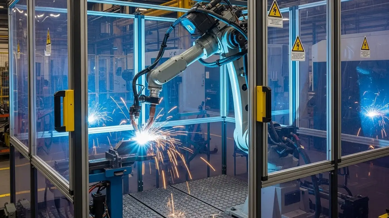 Industrial Robot Welder with Safety Enclosure: High-Precision Welding